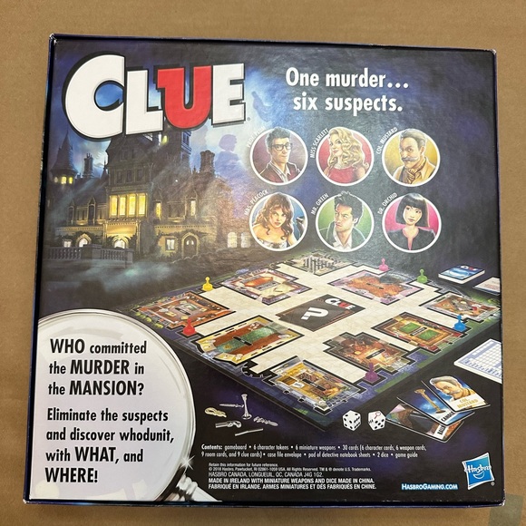 Hasbro | Games | Clue The Classic Murder Mystery Mansion Family Board ...
